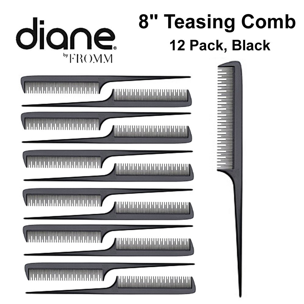Diane Comb, 8" Teasing Tail Comb, 12-Pack, Black (D36) – EP Beauty Supply