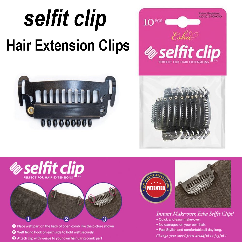 Esha Selfit Clip Hair Extension Clips, 10 pieces – EP Beauty Supply